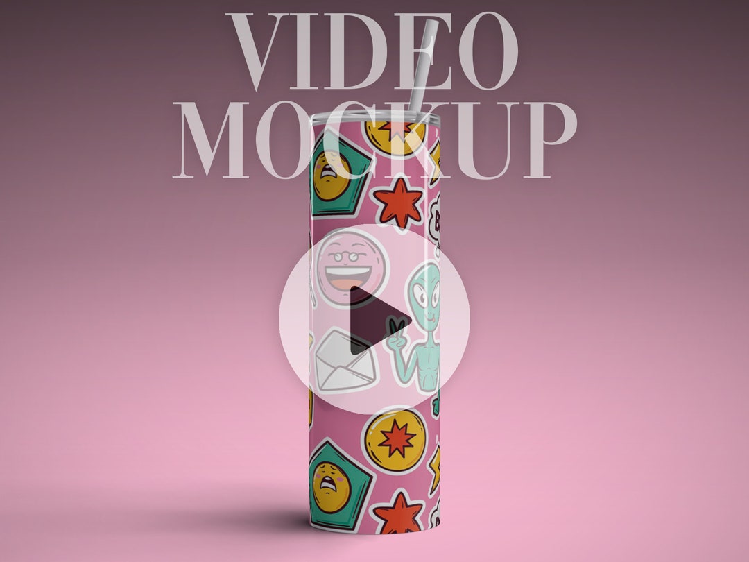 Video Mockup 20oz Skinny Tumbler Animated Tumbler Mockup Spinning Tumbler Animation 360