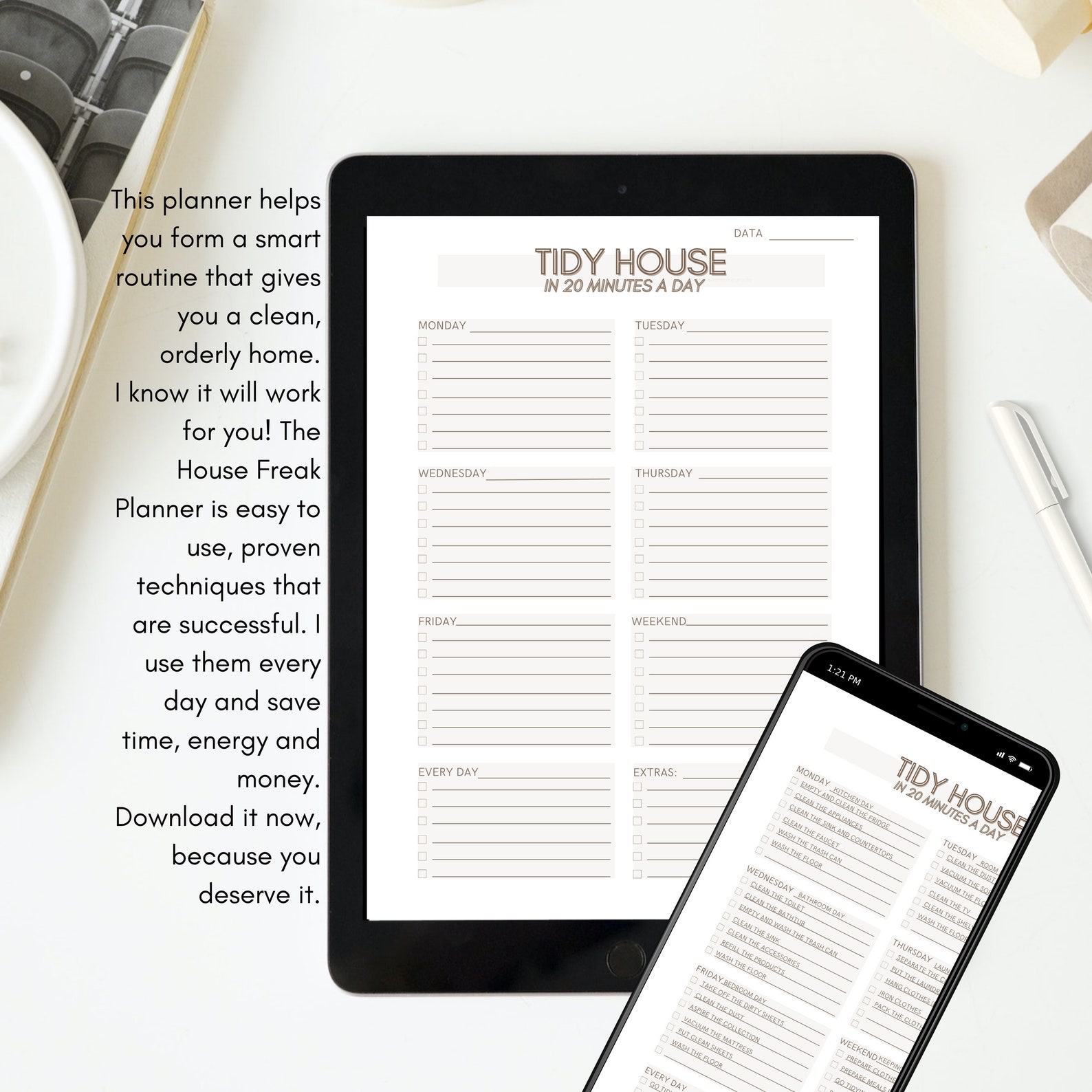 ADHD Planner House Freak Printable Instant Download Undated Simple and ...