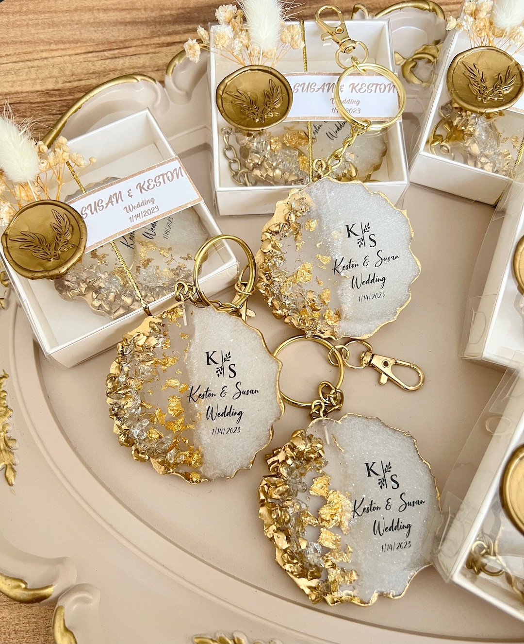 Personalized Golden Wedding Keychain Gift anniversary Favor engagement Favor nikkah Gift save the Date wedding Favor guest in Bulk Party Etsy