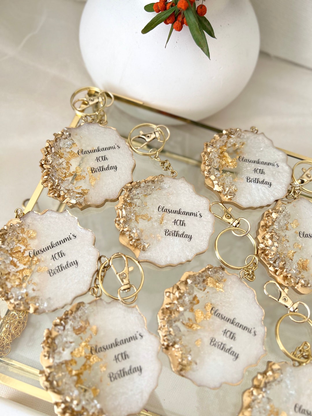 Personalized Adult Birthday Party Favors Keychain, Handmade Resin ...