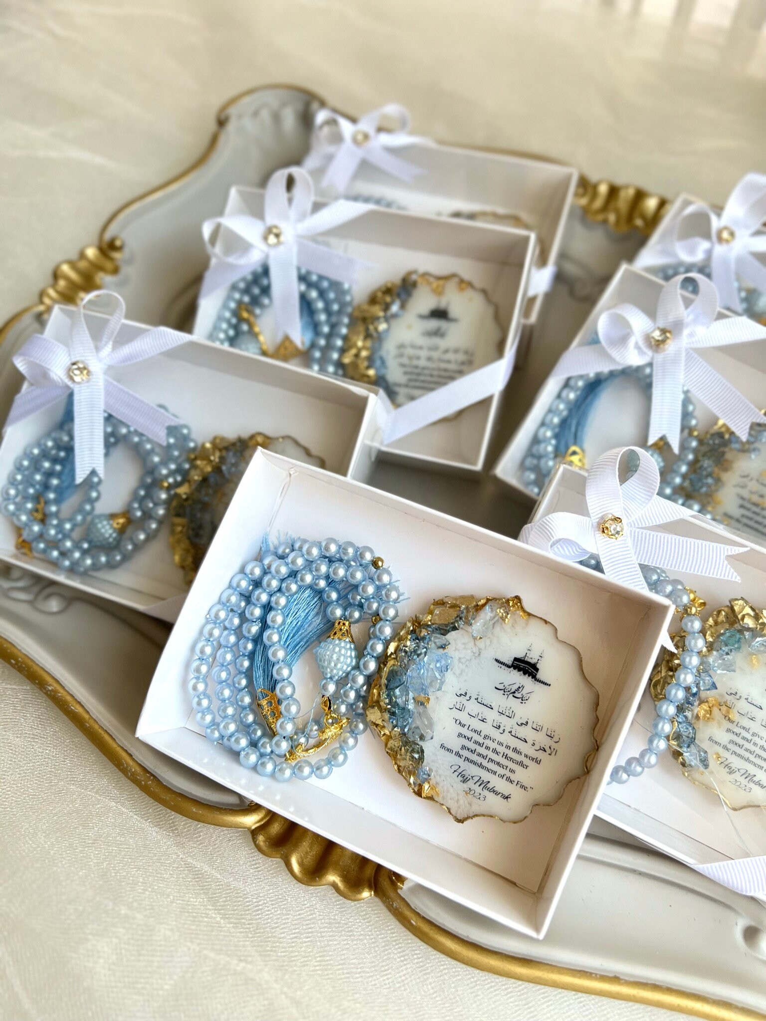 Personalized Hajj Mubarak Favor Box: Ayatul Kursi Magnet & Tasbeeh - Etsy