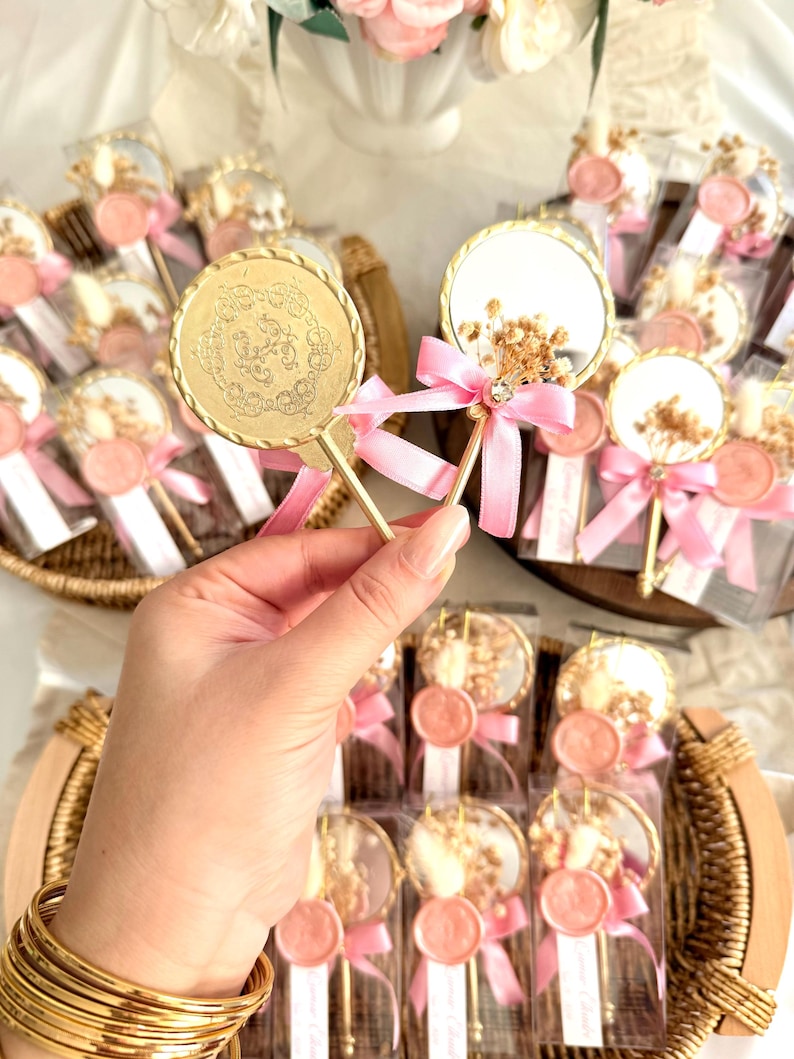 Personalized Gold Hand Mirror Baby Shower Favors: Elegant Keepsake - Etsy
