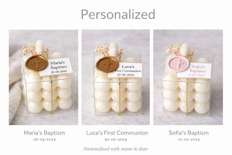 Personalized Bubble Candle Favor Baptism First Communion Christening ...