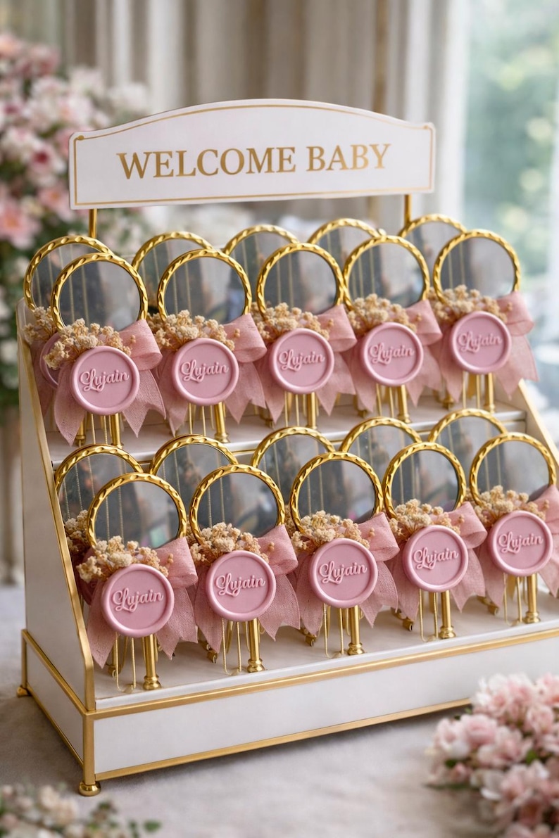 Personalized Gold Hand Mirror Baby Shower Favors: Elegant Keepsake - Etsy