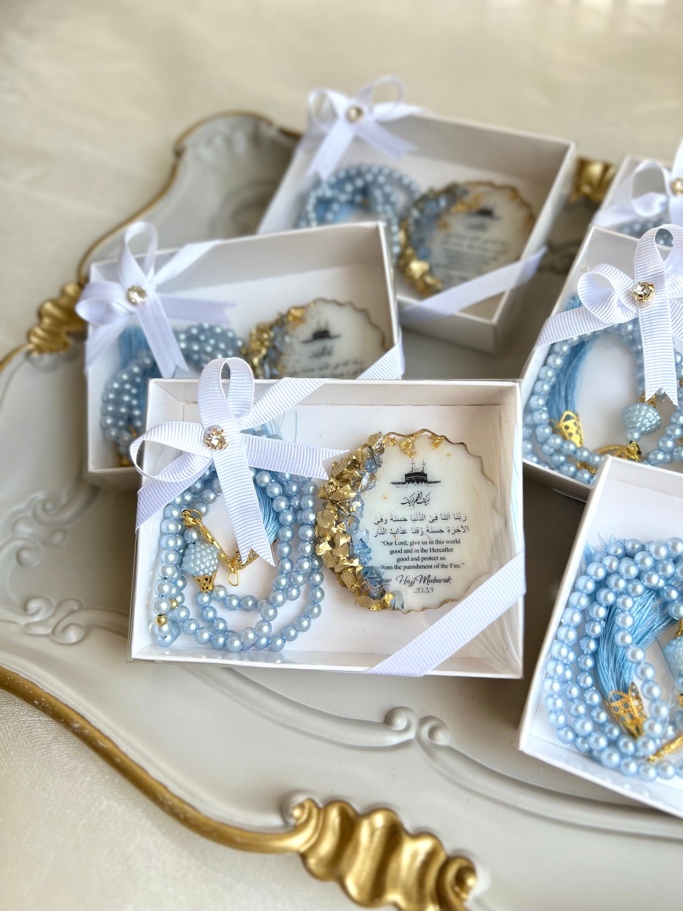 Personalized Hajj Mubarak Favor Box: Ayatul Kursi Magnet & Tasbeeh - Etsy