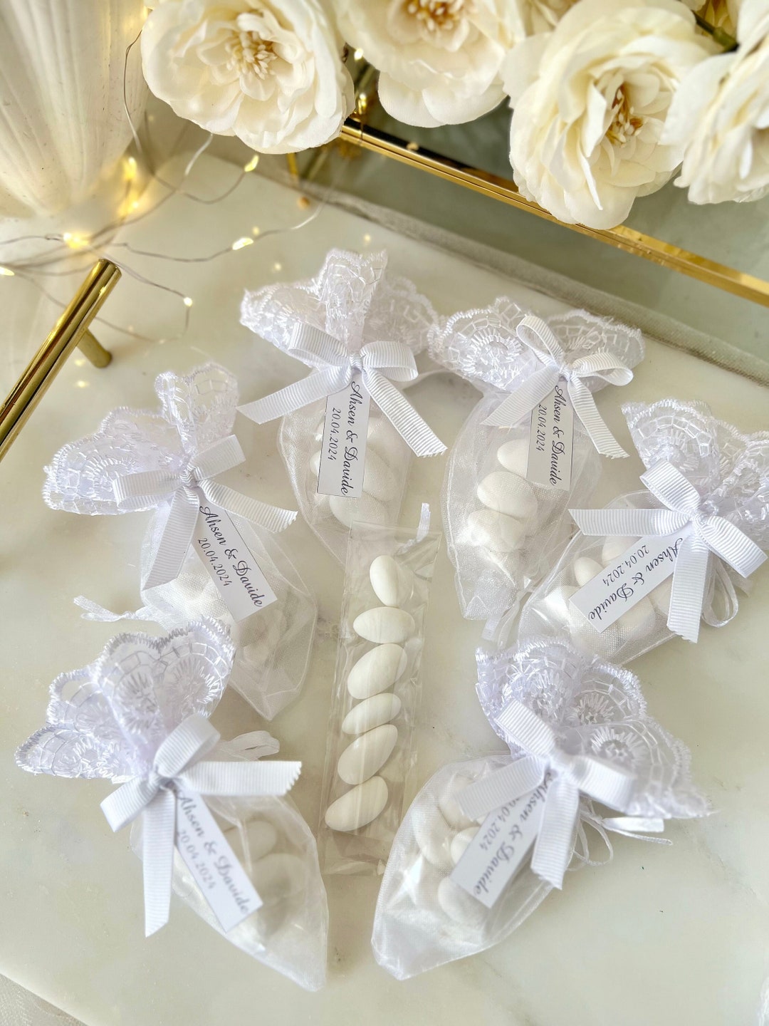 Customized Almond Candy Wedding Favors,jordan Almonds in Custom Lace ...