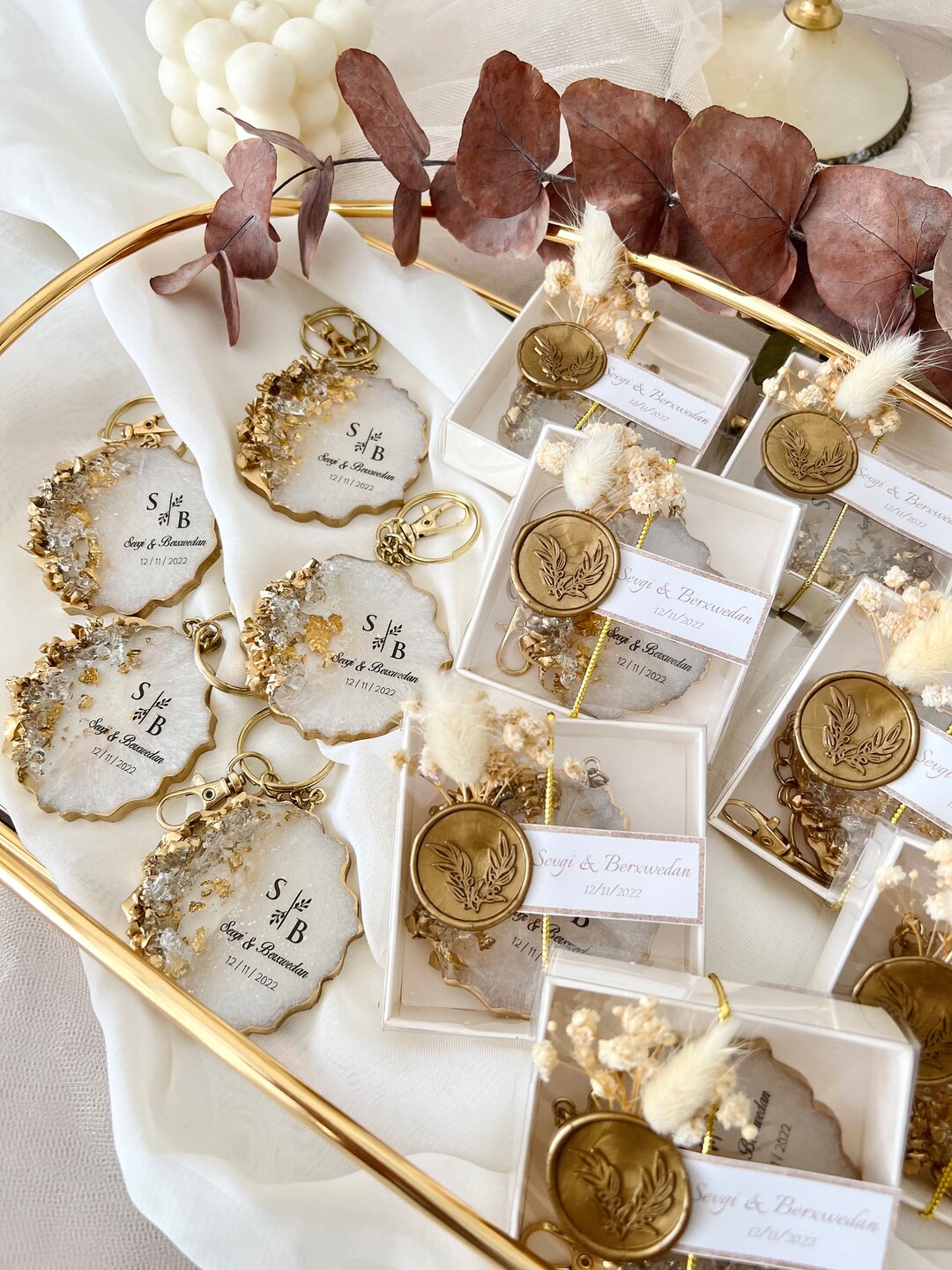 Personalized Golden Wedding Keychain Gift,anniversary Favor,engagement ...