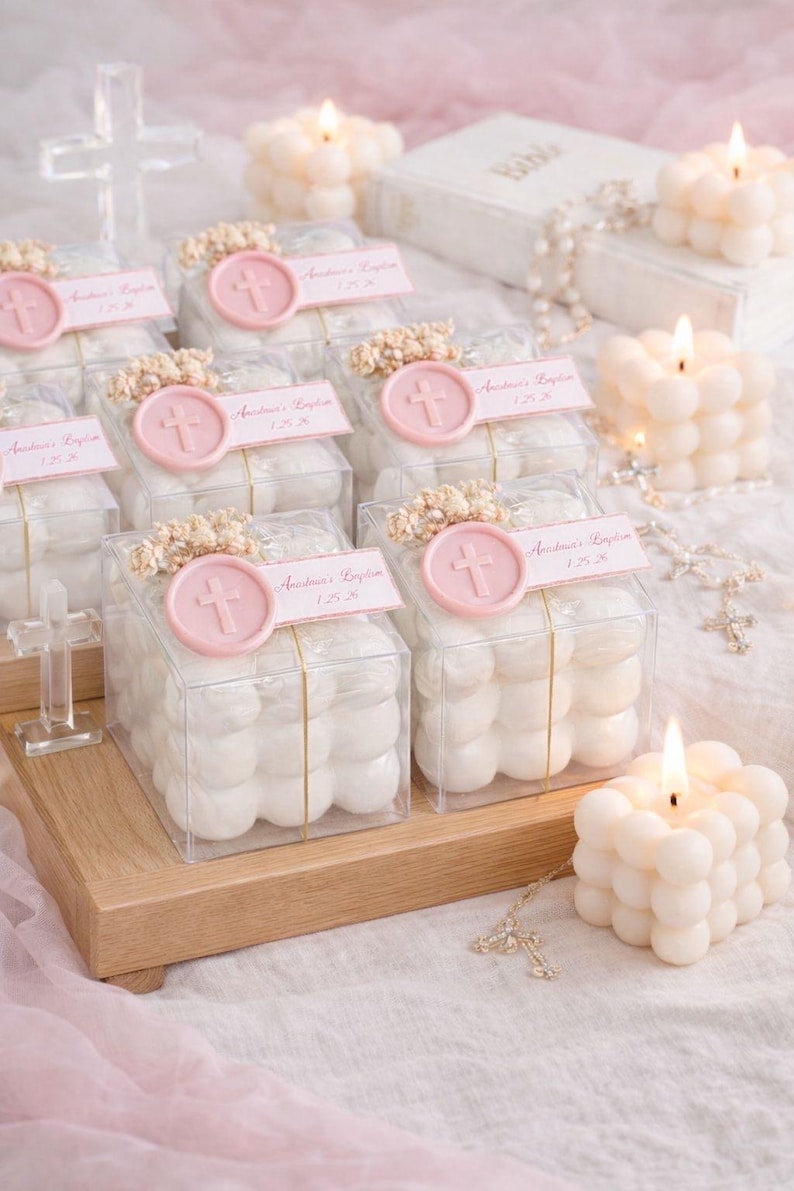 Personalized Bubble Candle Favor Baptism First Communion Christening ...