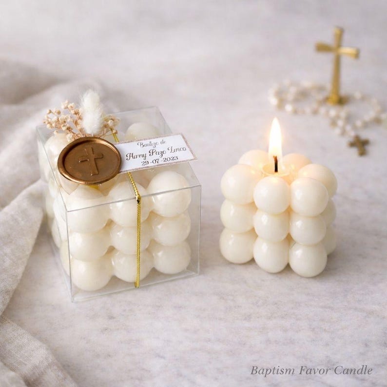 Personalized Bubble Candle Favor Baptism First Communion Christening ...