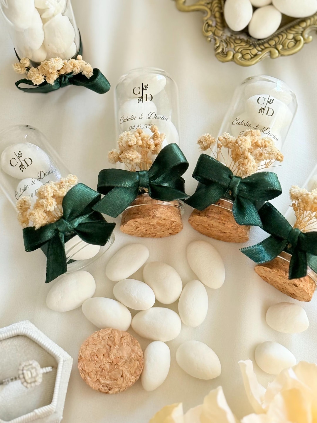 Personalized Jordan Almond Wedding Favors, Ribbon & Dried Flowers - Etsy