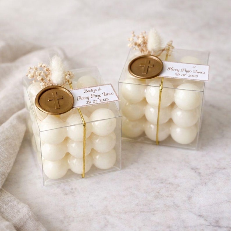 Personalized Bubble Candle Favor Baptism First Communion Christening ...