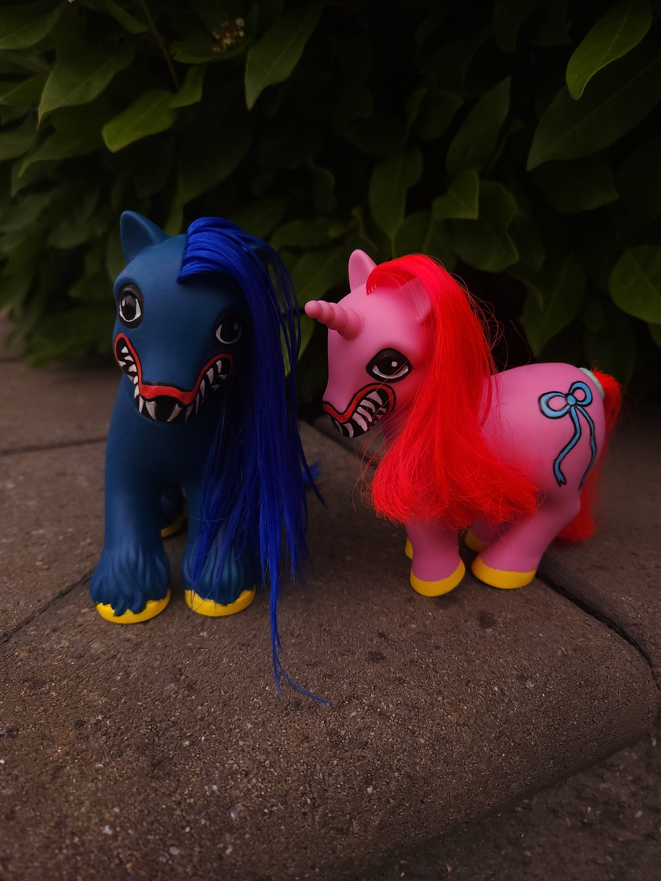 Huggy Wuggy and Kissy Missy Custom My Little Pony Set X2 Ponies, G1 Mlp ...