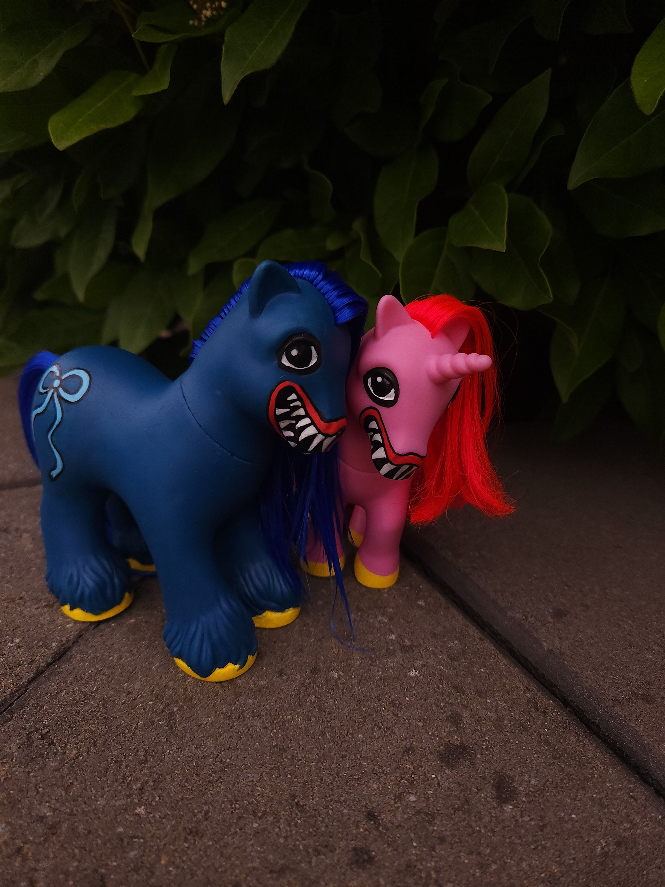 Huggy Wuggy and Kissy Missy Custom My Little Pony Set X2 Ponies, G1 Mlp ...