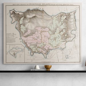 Vintage Norfolk Island Map Poster 1840: Antique Australian Nautical ...