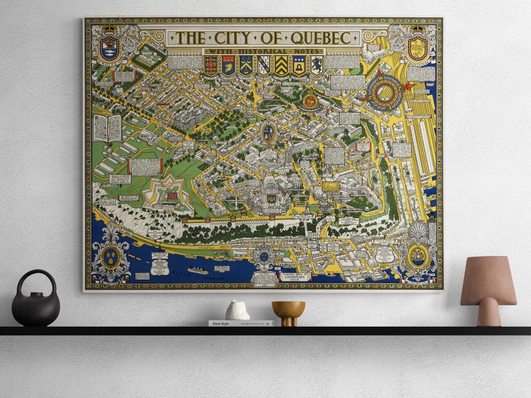 Vintage 1932 Quebec Map Poster: Antique Birds-eye View Print - Etsy