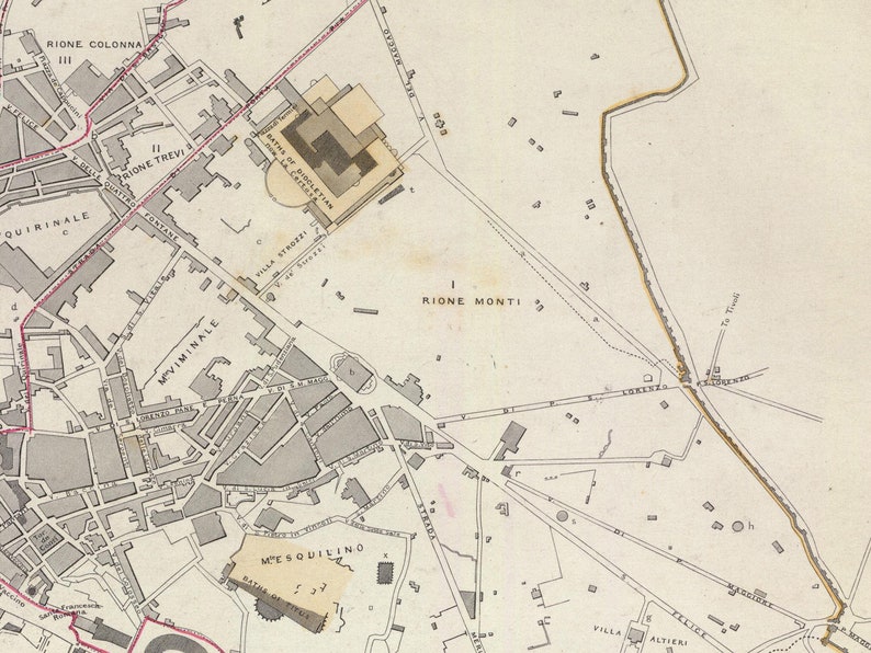 Plan of Modern Rome Vintage Map 1830 Figure Ground Italian Streets Old ...