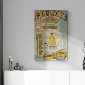 Vintage Gold Coast Estate Map Poster: Nobby & Mermaid Beach, Queensland ...