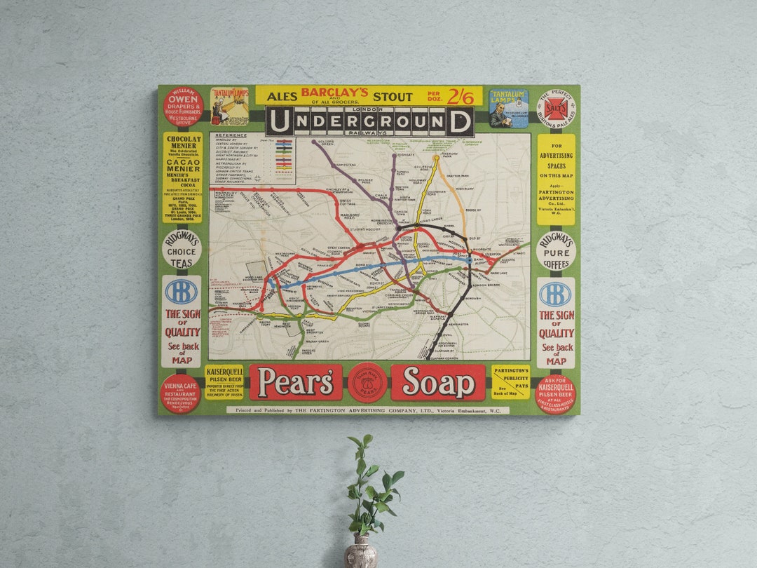 1908 London Underground Map Print: Vintage Tube Railway Poster - Etsy UK