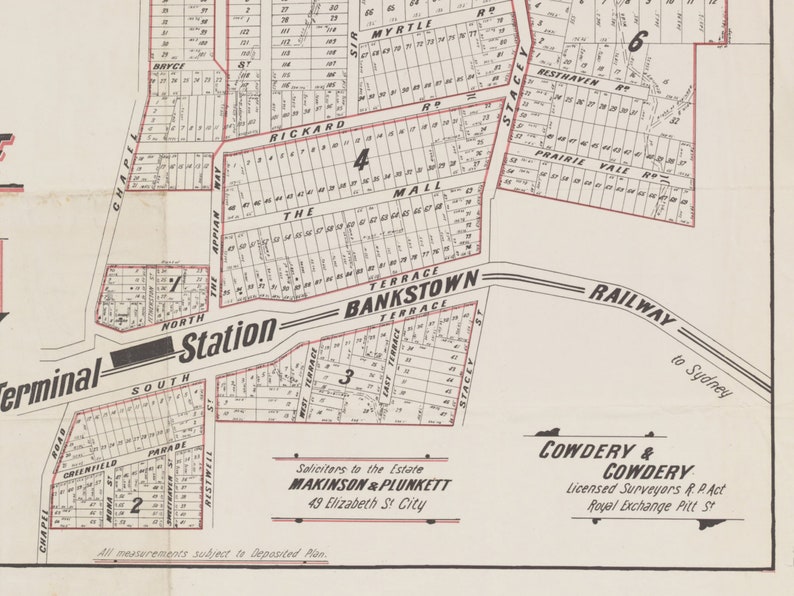 Bankstown Vintage Map Print: 1910 Sydney Estate Plan - Etsy