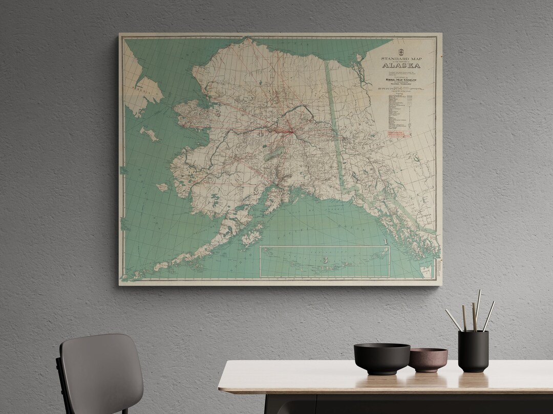 Vintage Standard Map of Alaska 1927 Territory Old American Map Antique ...