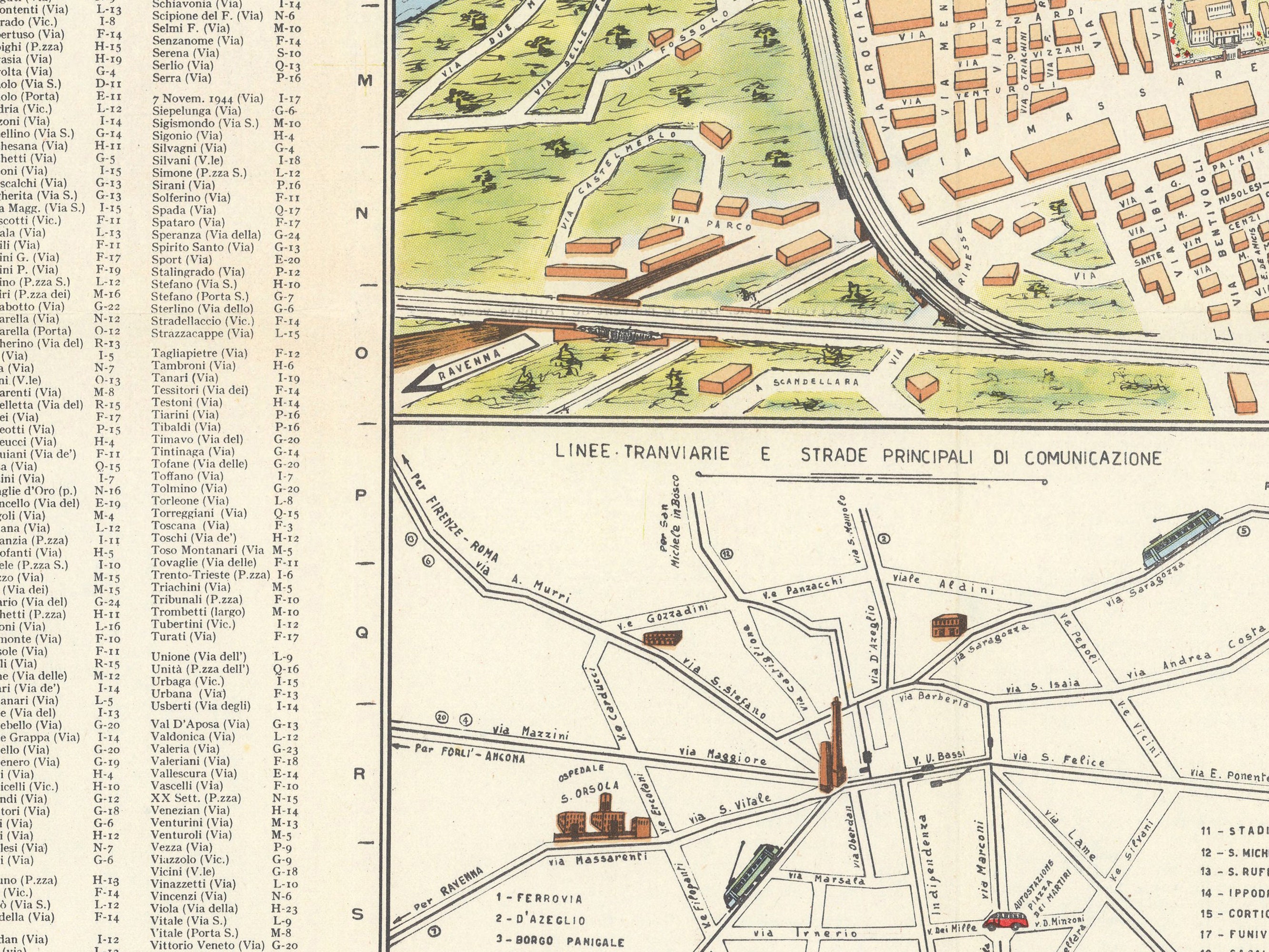 Vintage Tourist Map of Bologna Italy 1953 Old Illustrated Map Antique ...