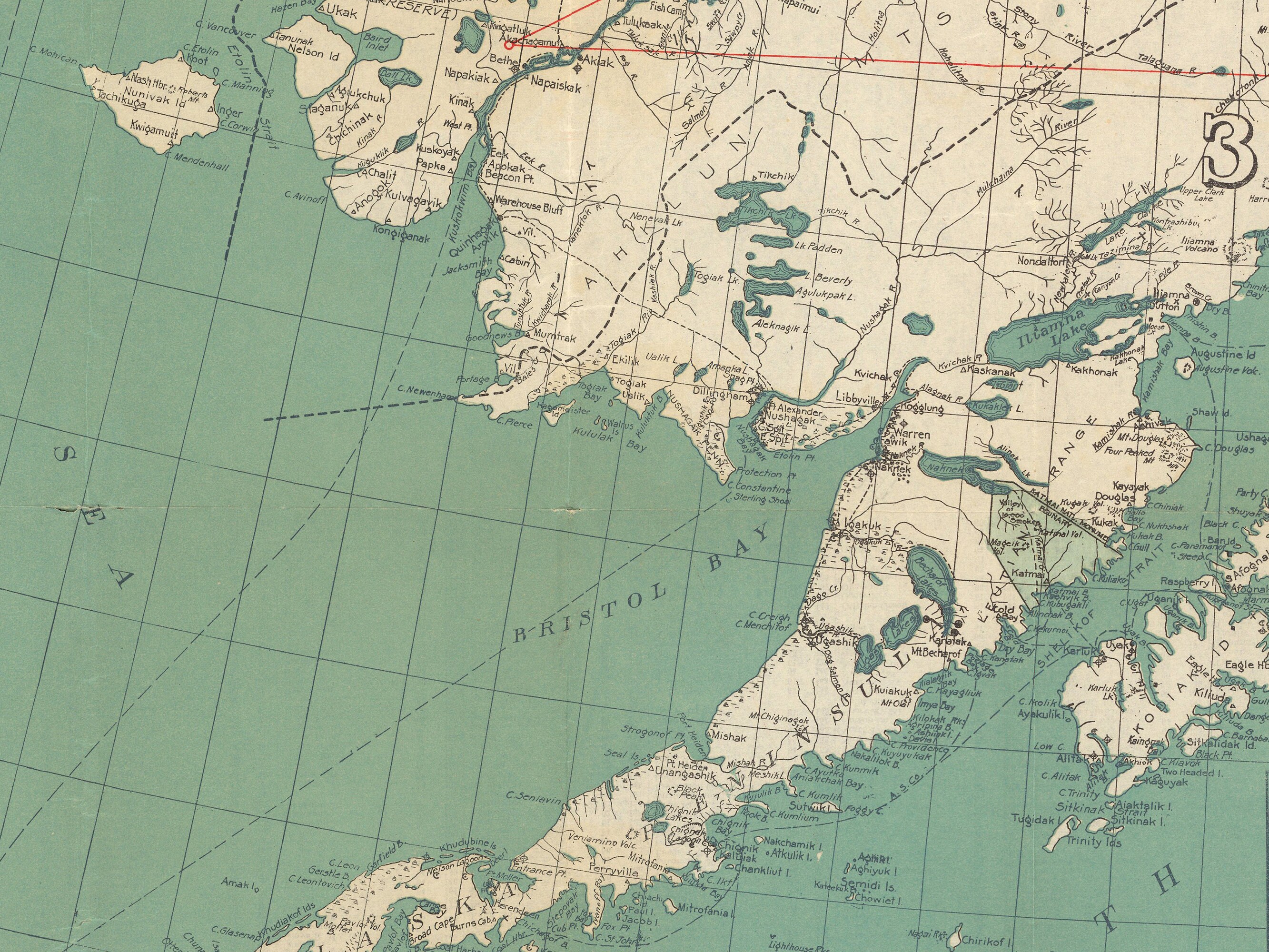 Vintage Standard Map of Alaska 1927 Territory Old American Map Antique ...