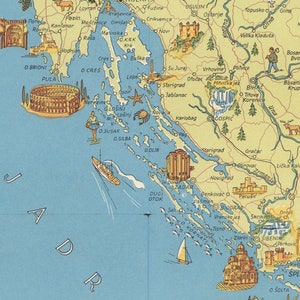 Vintage Map Jugoslavija 1954 Old European Map Antique Illustrated ...