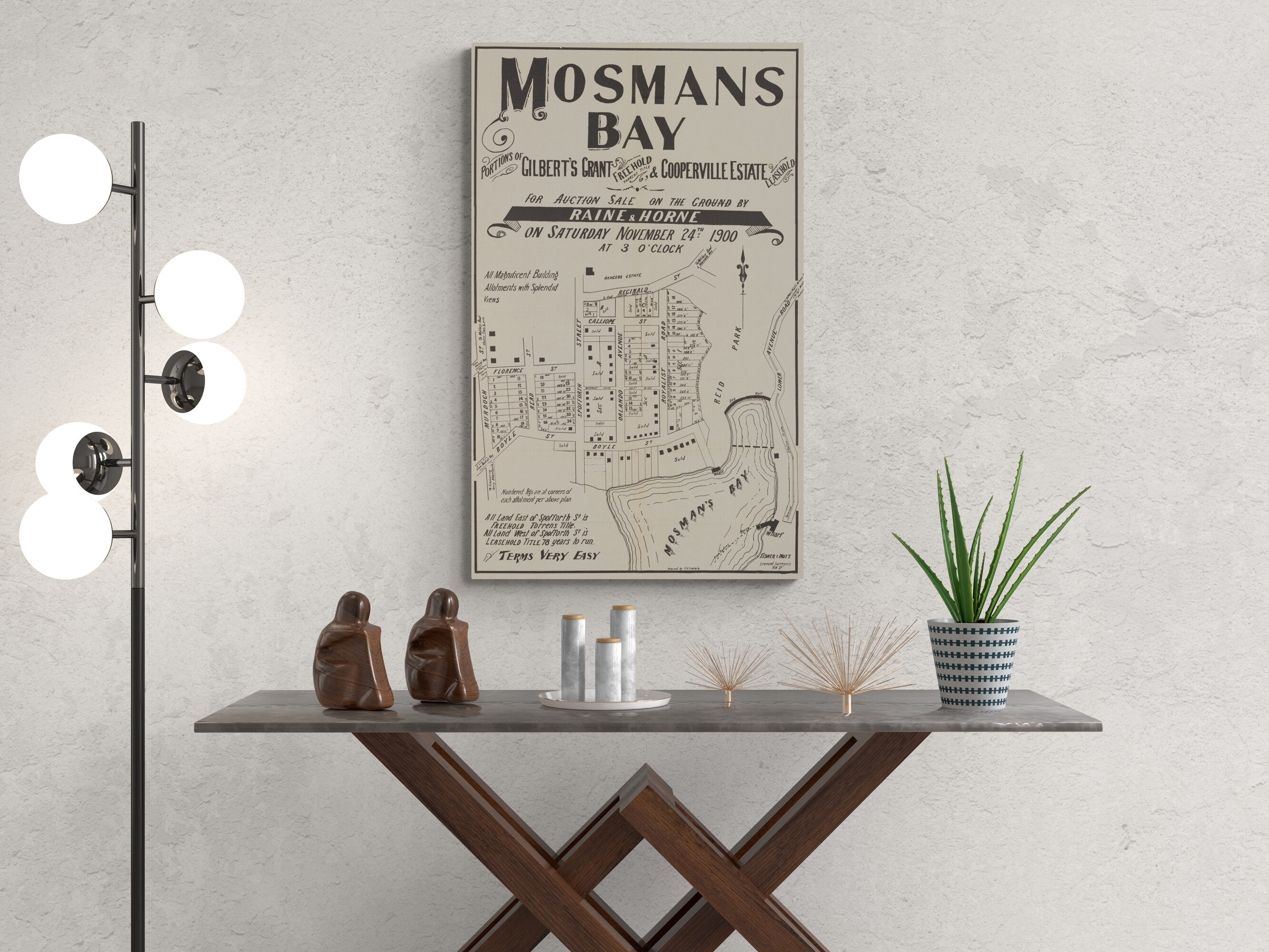 Mosmans Bay Vintage Estate Map 1900 Cremorne Neutral Bay Mosman Sydney ...