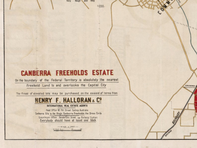 Canberra Australia Vintage Map Print: 1926 Estate Plan Wall Art - Etsy