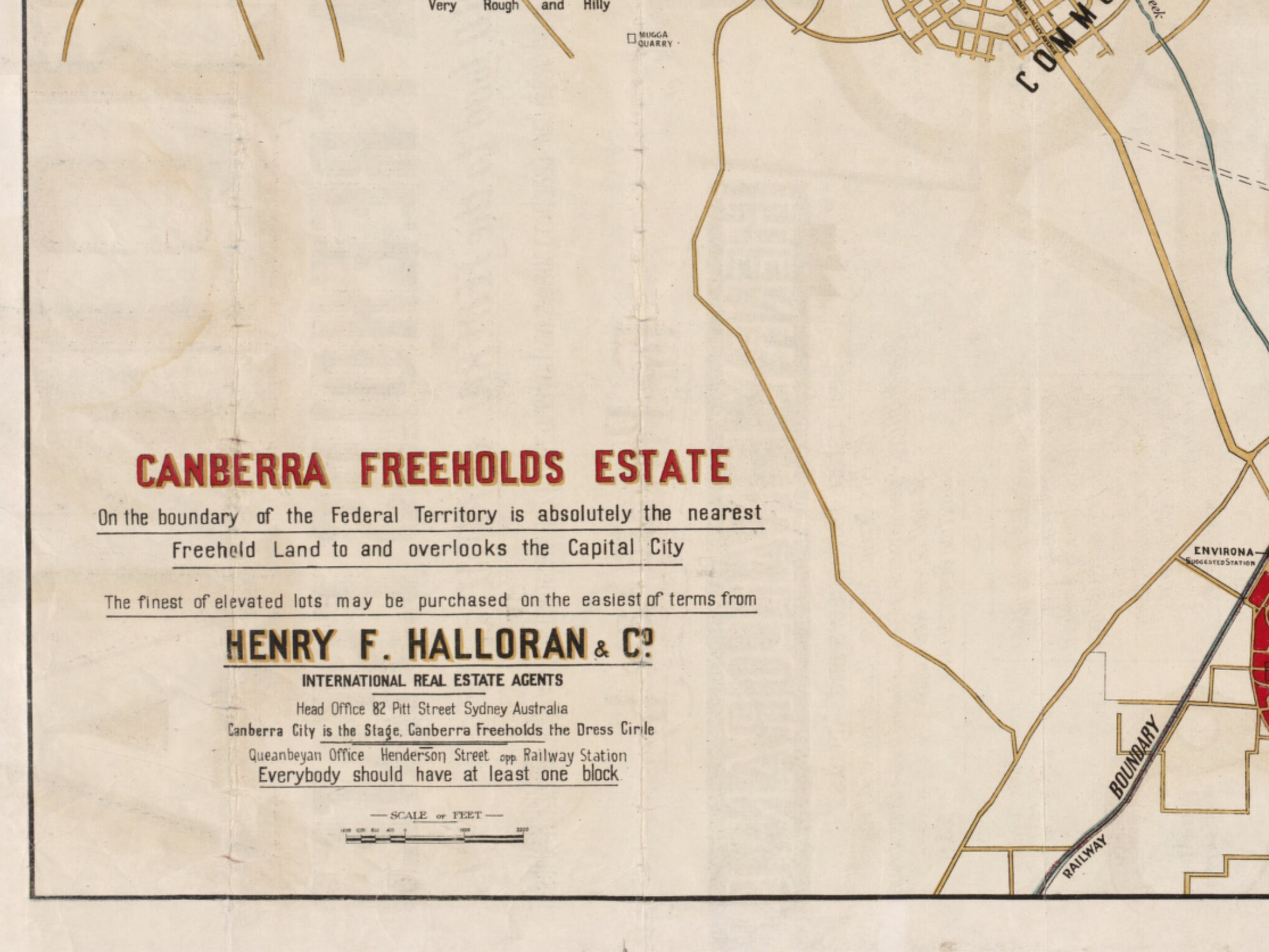 Old Map of Canberra Australia Freehold ACT Vintage Estate Map 1926 ...