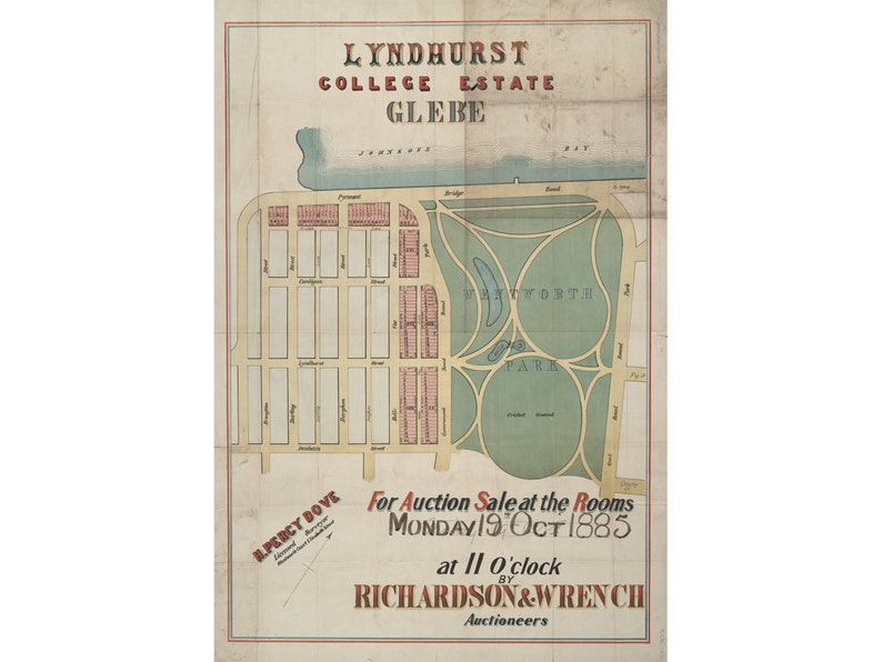 Vintage Map Glebe Sydney Vintage Map 1885 Lyndhurst College Estate ...