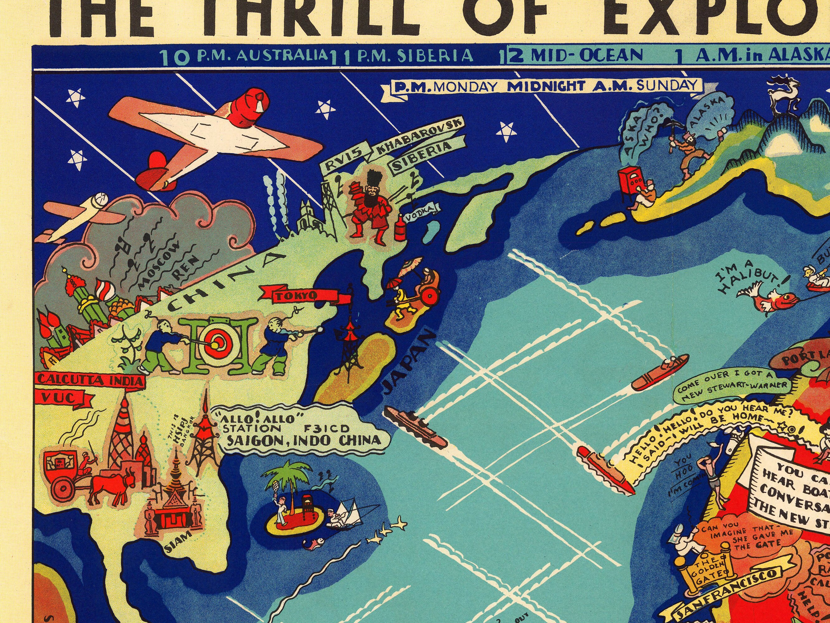 Vintage Map World Wide Magic Dial Radio 1932 Old Short Wave Radio Map ...