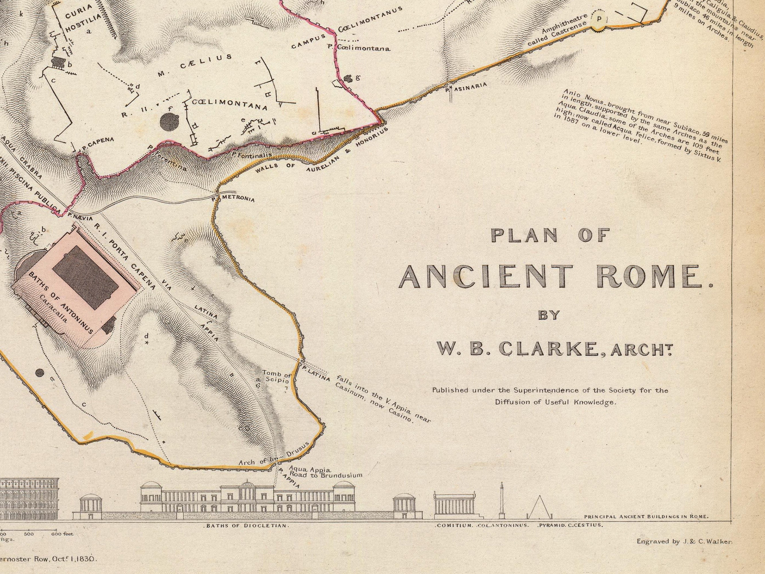 Plan of Ancient Rome Vintage Map Roman Empire Italian History Streets ...