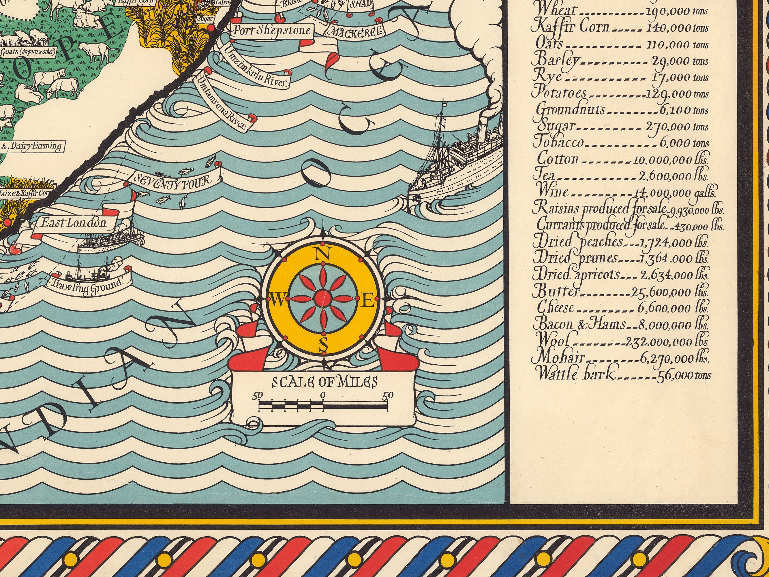 South Africa Map Vintage 1930 Union Portraying Her - Etsy