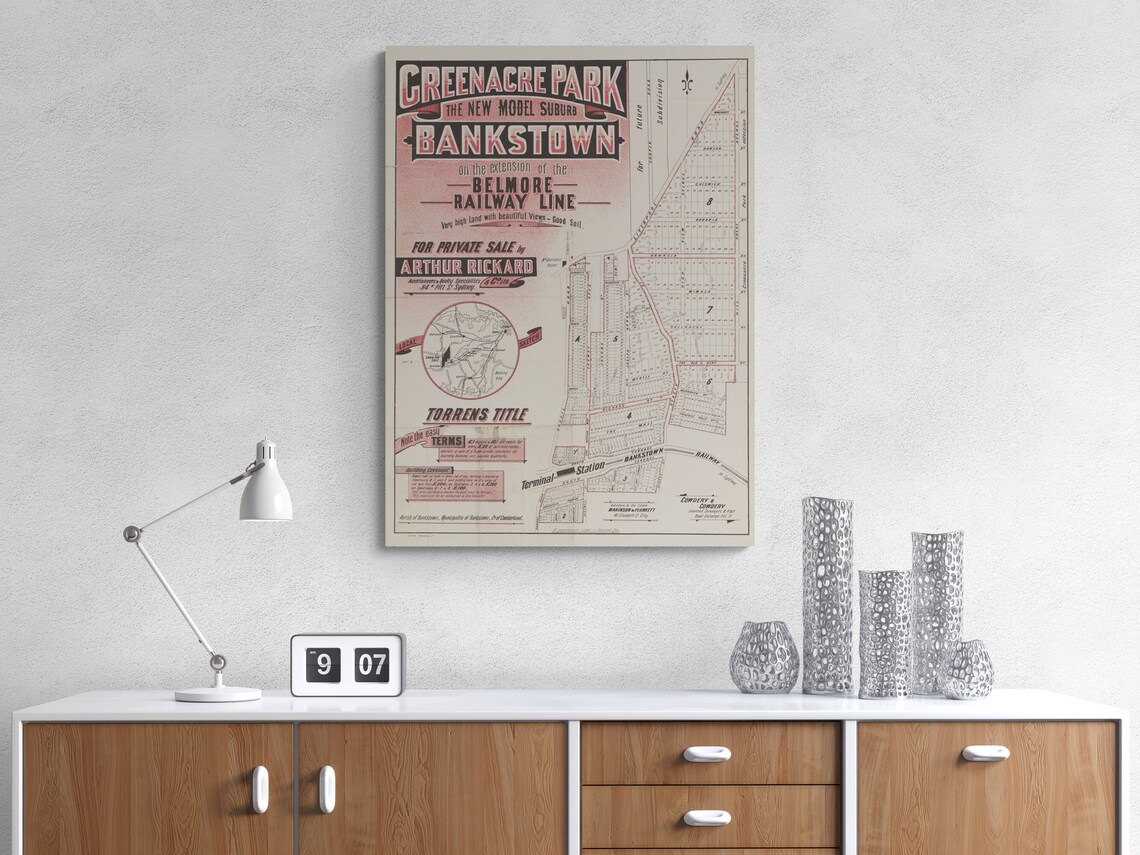 Bankstown Vintage Map Print: 1910 Sydney Estate Plan - Etsy