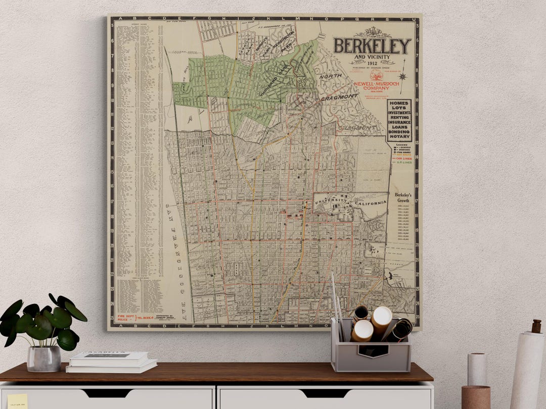 Vintage 1912 Berkeley Street Map – Antique California Map Print ...