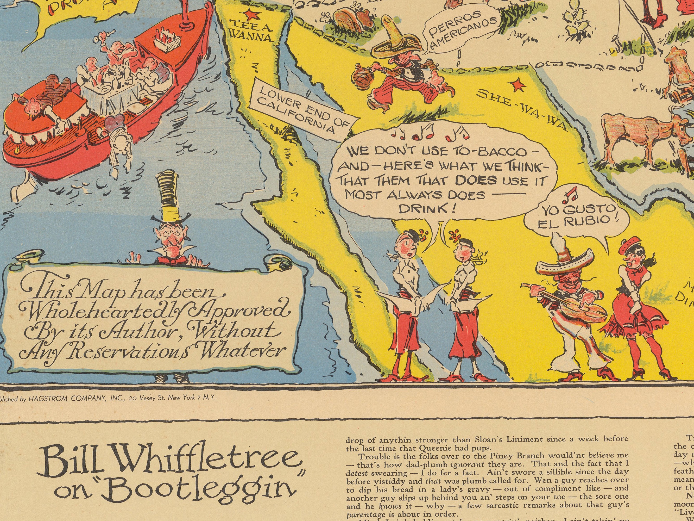 Vintage Bootleggers Map of the United States by Bill Wiffletree ...