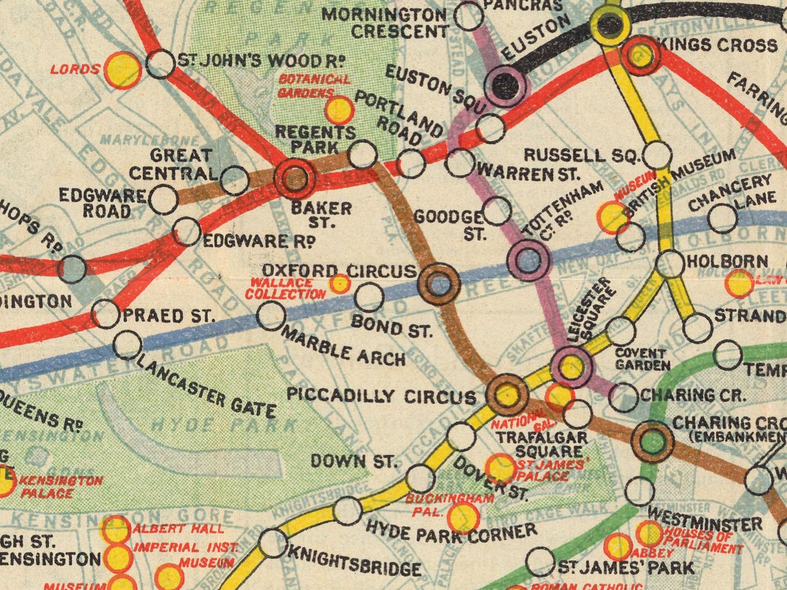 Tube Map London Underground Railways 1912 Old Tube Map Antique - Etsy