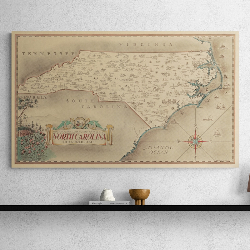 North Carolina Map - Etsy