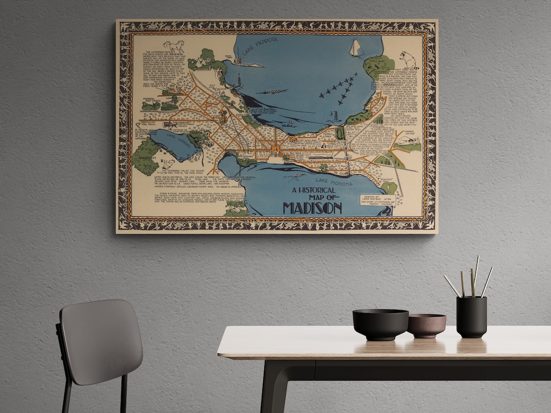 Madison Wisconsin Historical Map Print: 1924 Vintage Retro Wall Art - Etsy