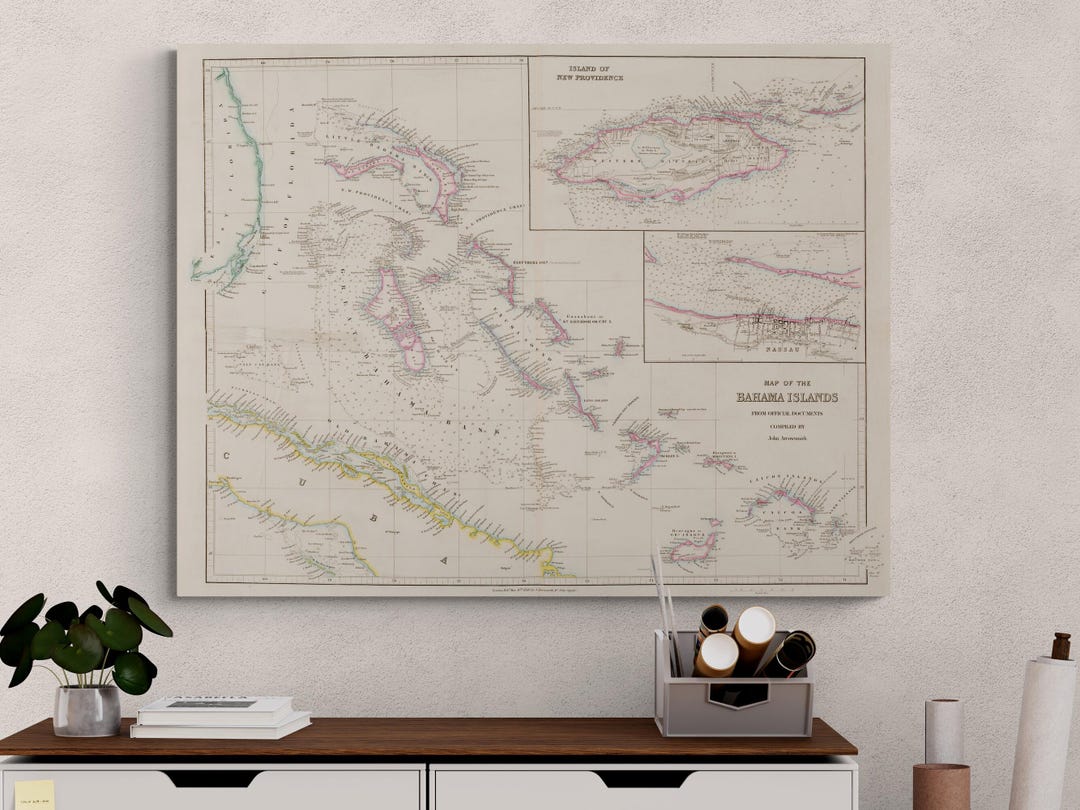 Vintage Bahama Islands Map 1858 | Old Nassau Survey Nautical Chart ...