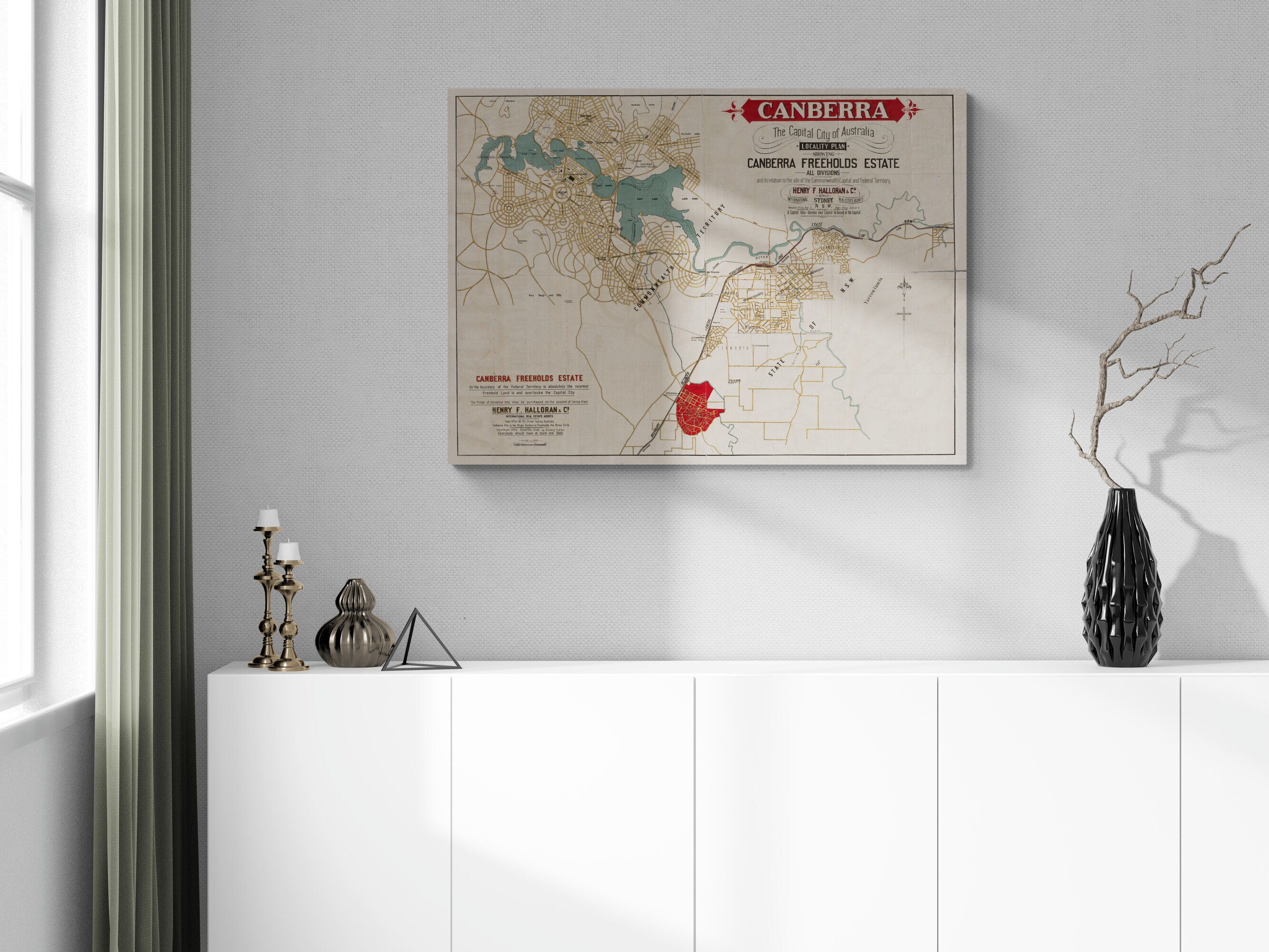 Old Map of Canberra Australia Freehold ACT Vintage Estate Map 1926 ...