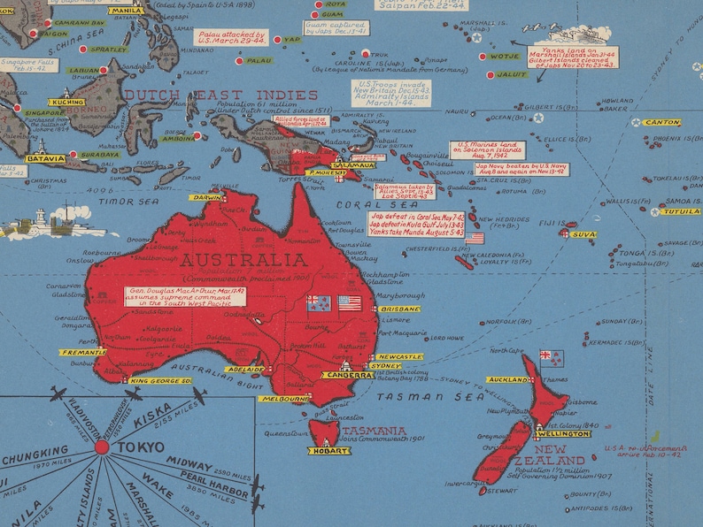 Vintage World War 2 Map Print, 1945 Antique Global Conflict Poster - Etsy