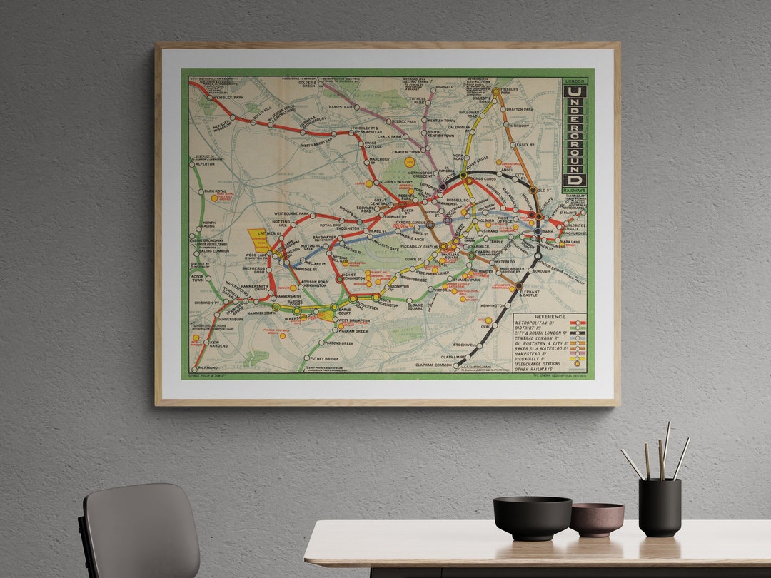 Tube Map London Underground Railways 1912 Old Tube Map Antique - Etsy