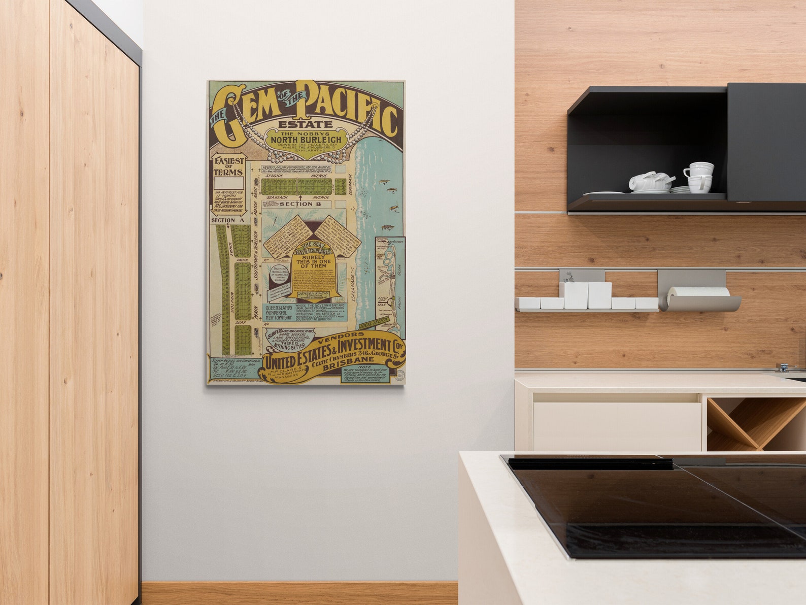 Vintage Gold Coast Estate Map Poster: Nobby & Mermaid Beach, Queensland ...