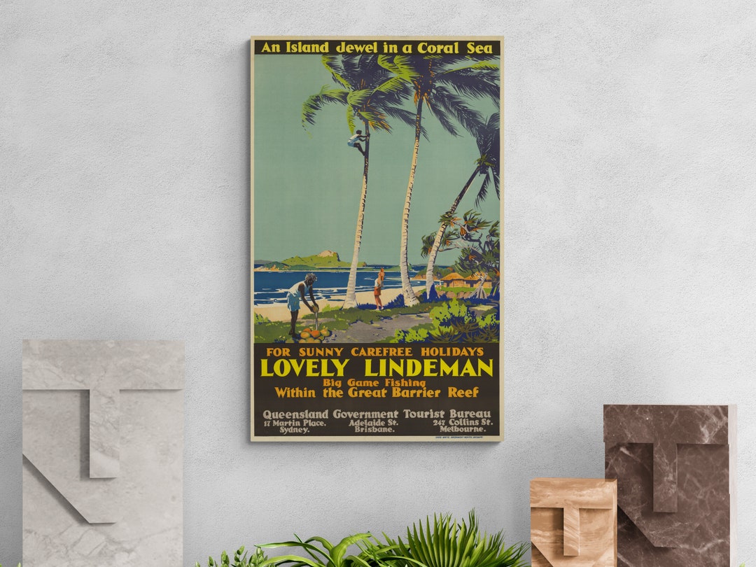 Retro Travel Poster Lindeman Island 1939 Queensland Australia Vintage ...