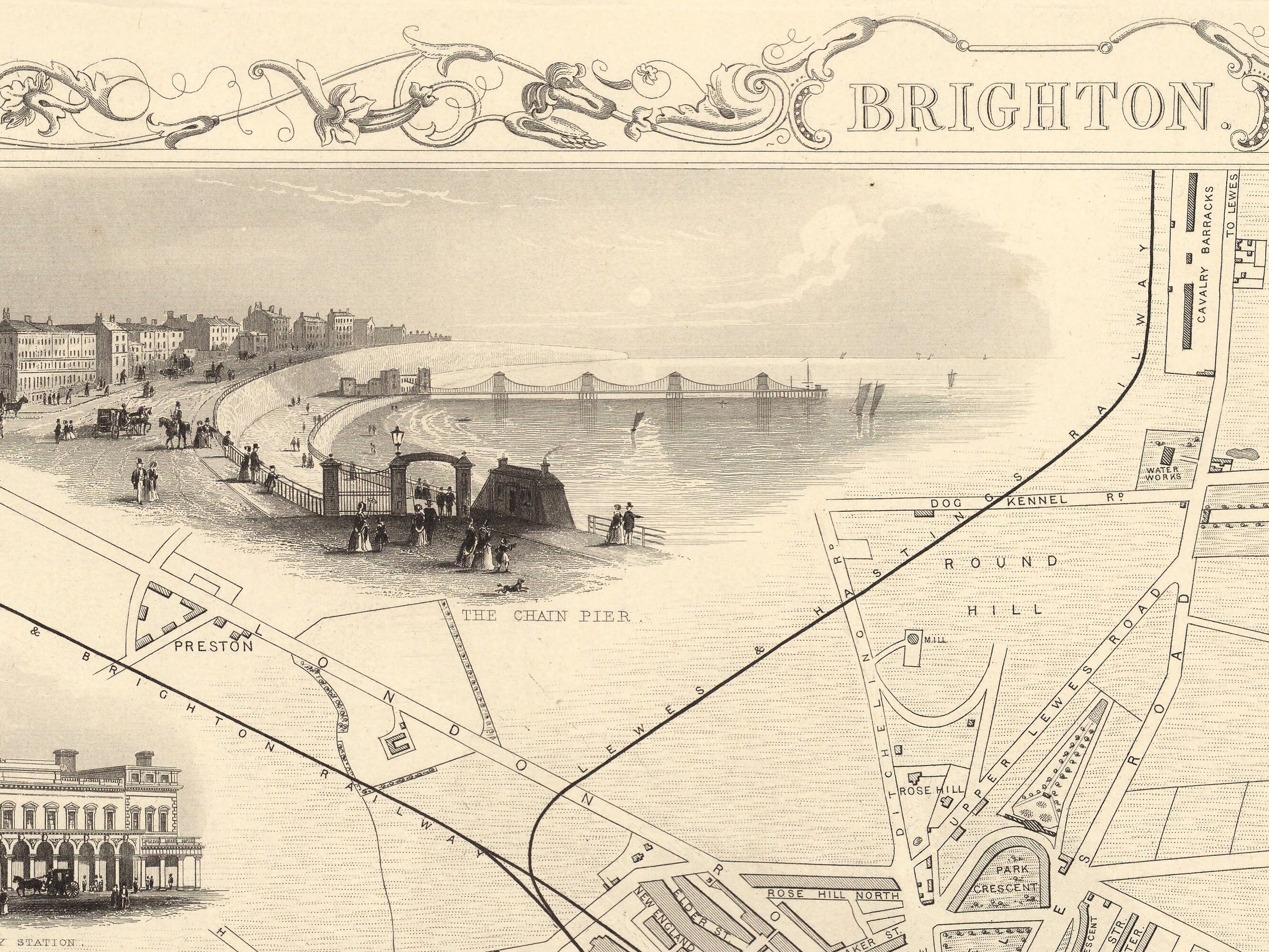 Brighton Map England 1851 Vintage Illustrated UK History the - Etsy
