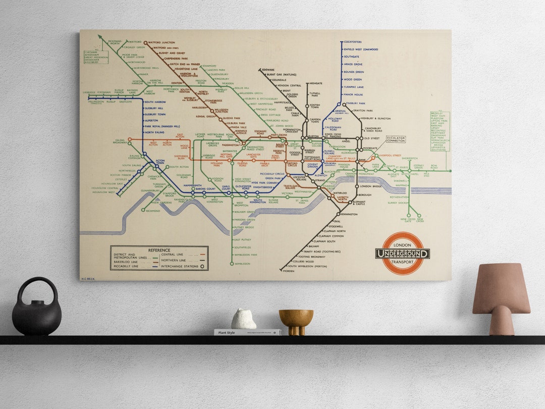 Vintage London Underground Map 1938 Old Tube Map Antique England ...