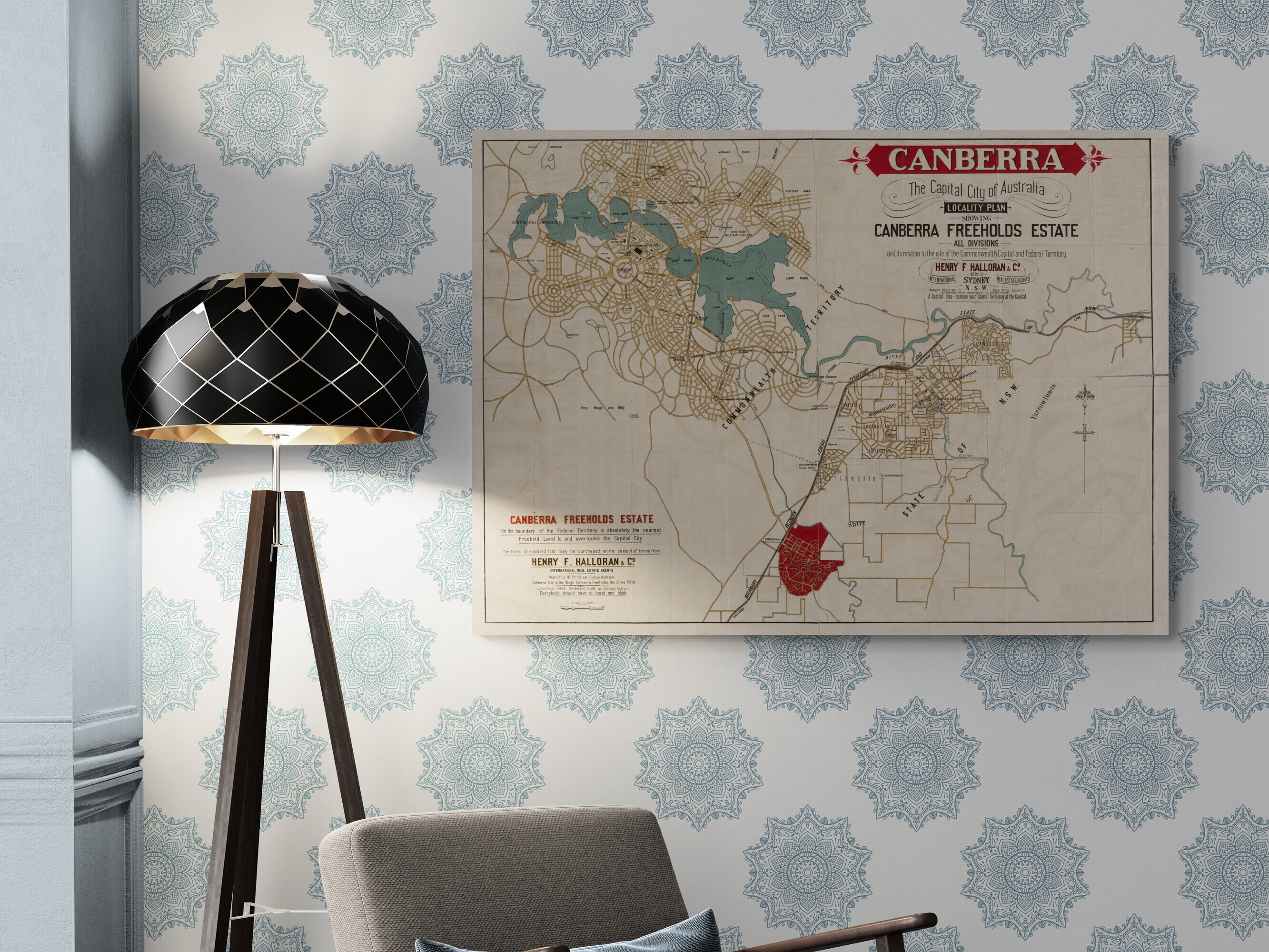 Old Map of Canberra Australia Freehold ACT Vintage Estate Map 1926 ...