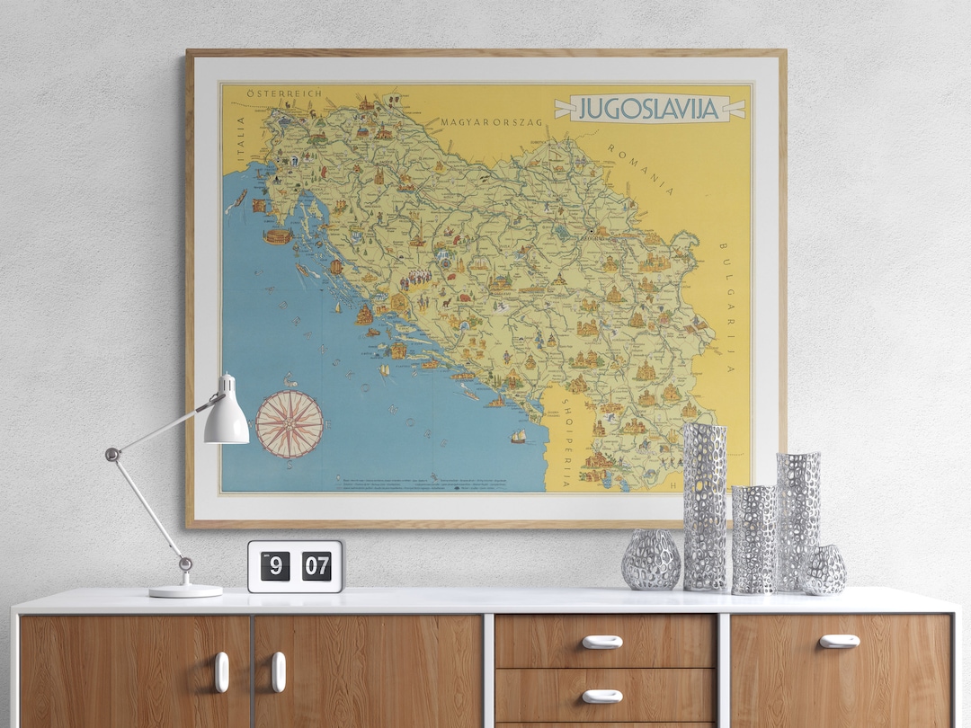 Vintage Map Jugoslavija 1954 Old European Map Antique - Etsy